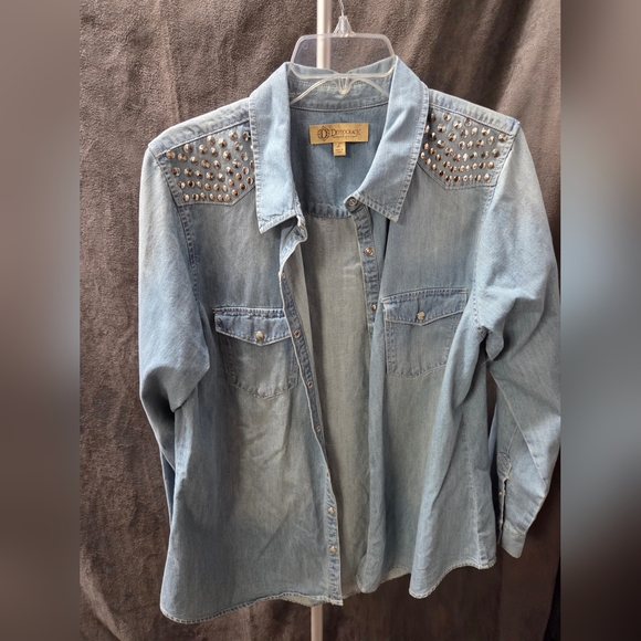 Democracy | Tops | Democracy Light Blue Button Down Shirt With Studded ...